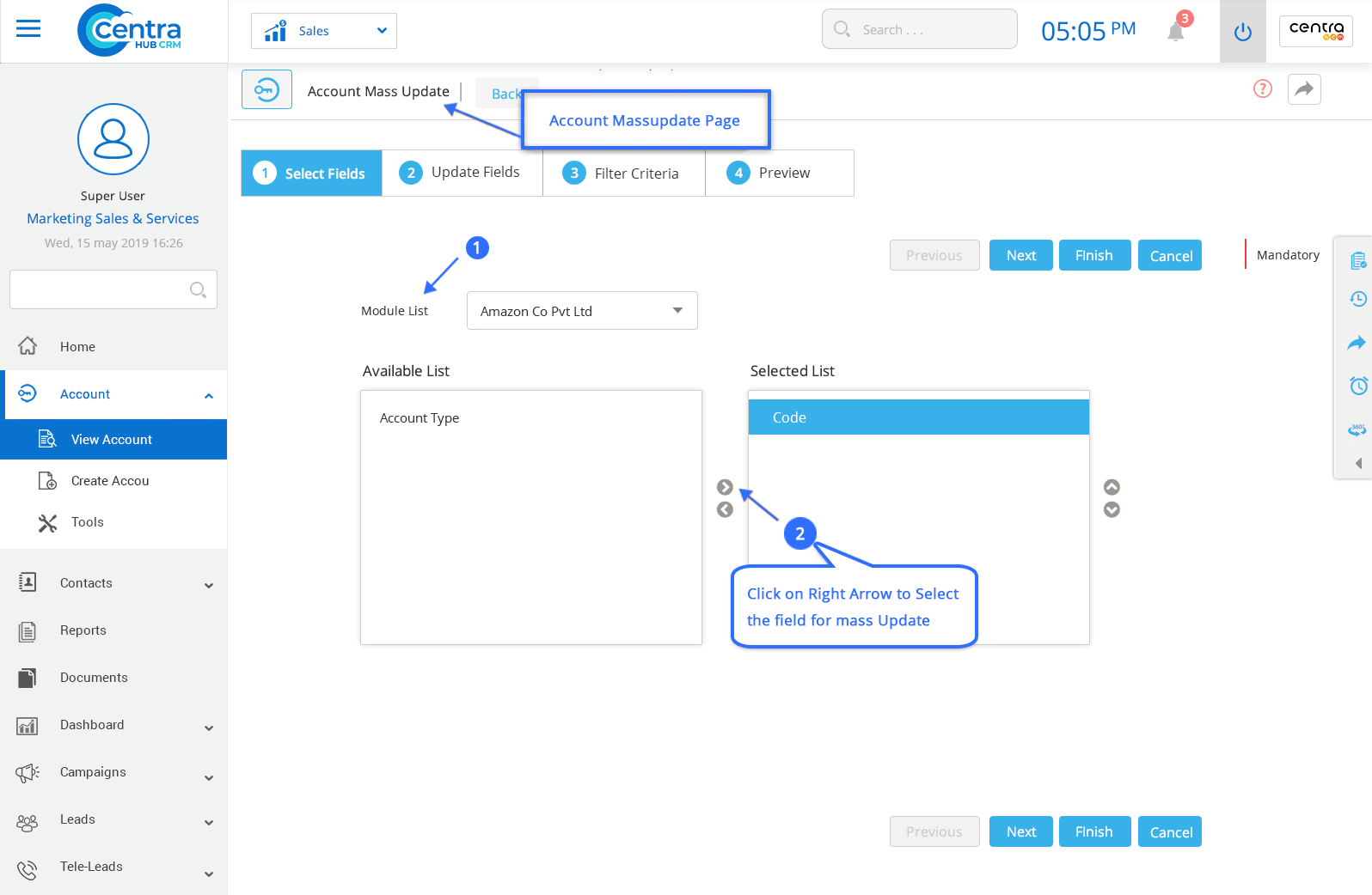 Mass Update | Help Guide | Knowledge Base | CentraHub CRM